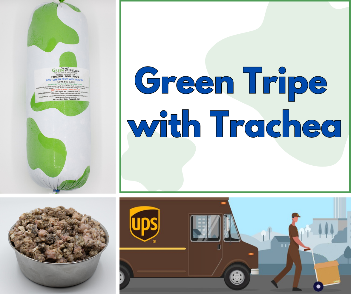 Premium Raw Frozen Dog Food: Grass-Fed Green Tripe & Beef Trachea ...